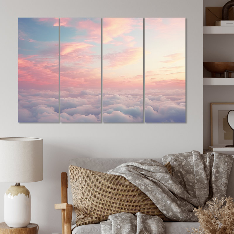Ebern Designs Peach Sky Photo Astral Symphony IV On Canvas 4 Pieces Print | Wayfair